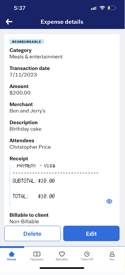 Expenses (Mobile) – Justworks Help Center