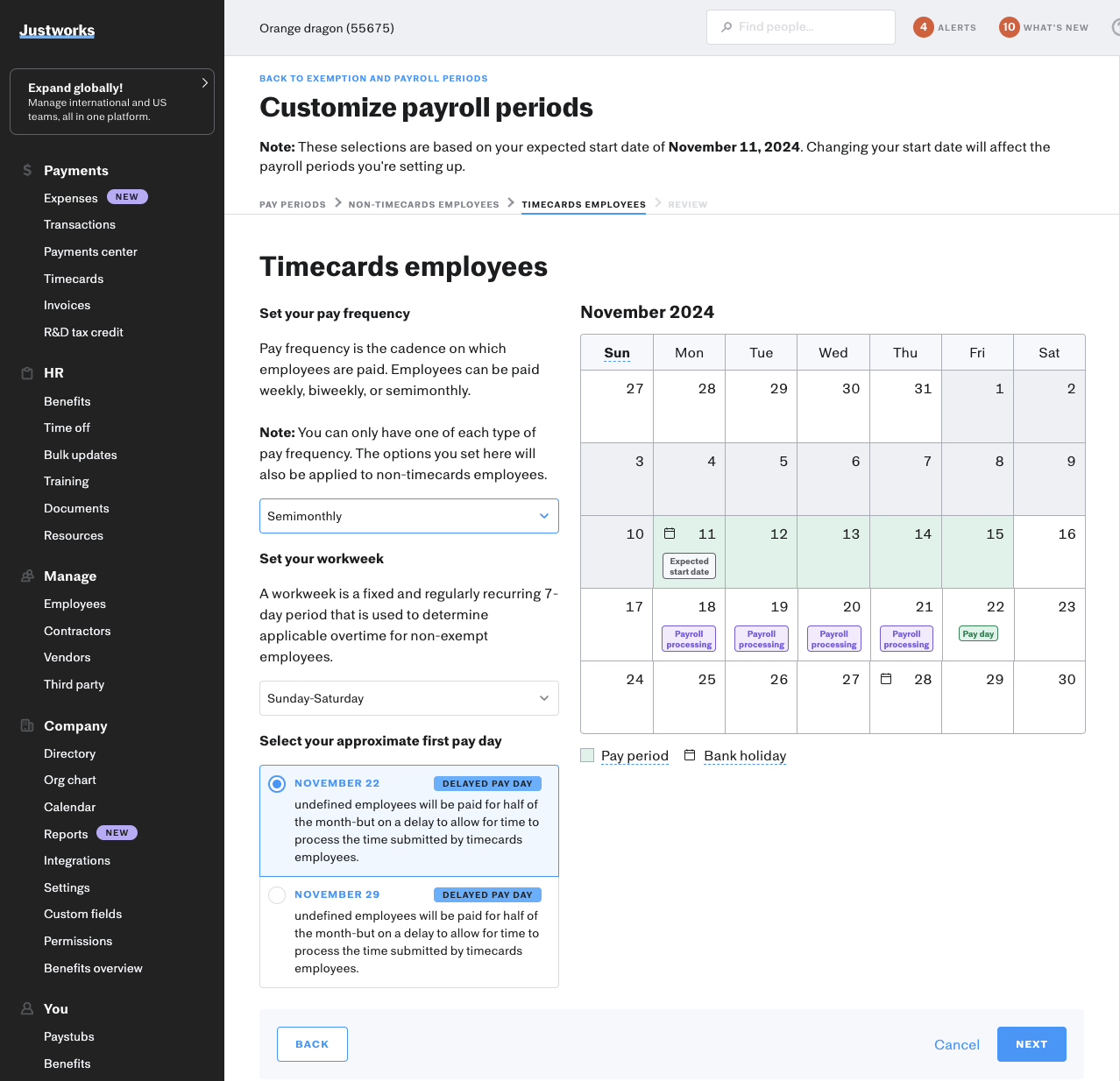 Customizing Payroll Periods – Justworks Help Center
