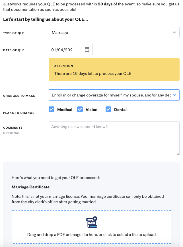 Qualifying Life Events – Justworks Help Center