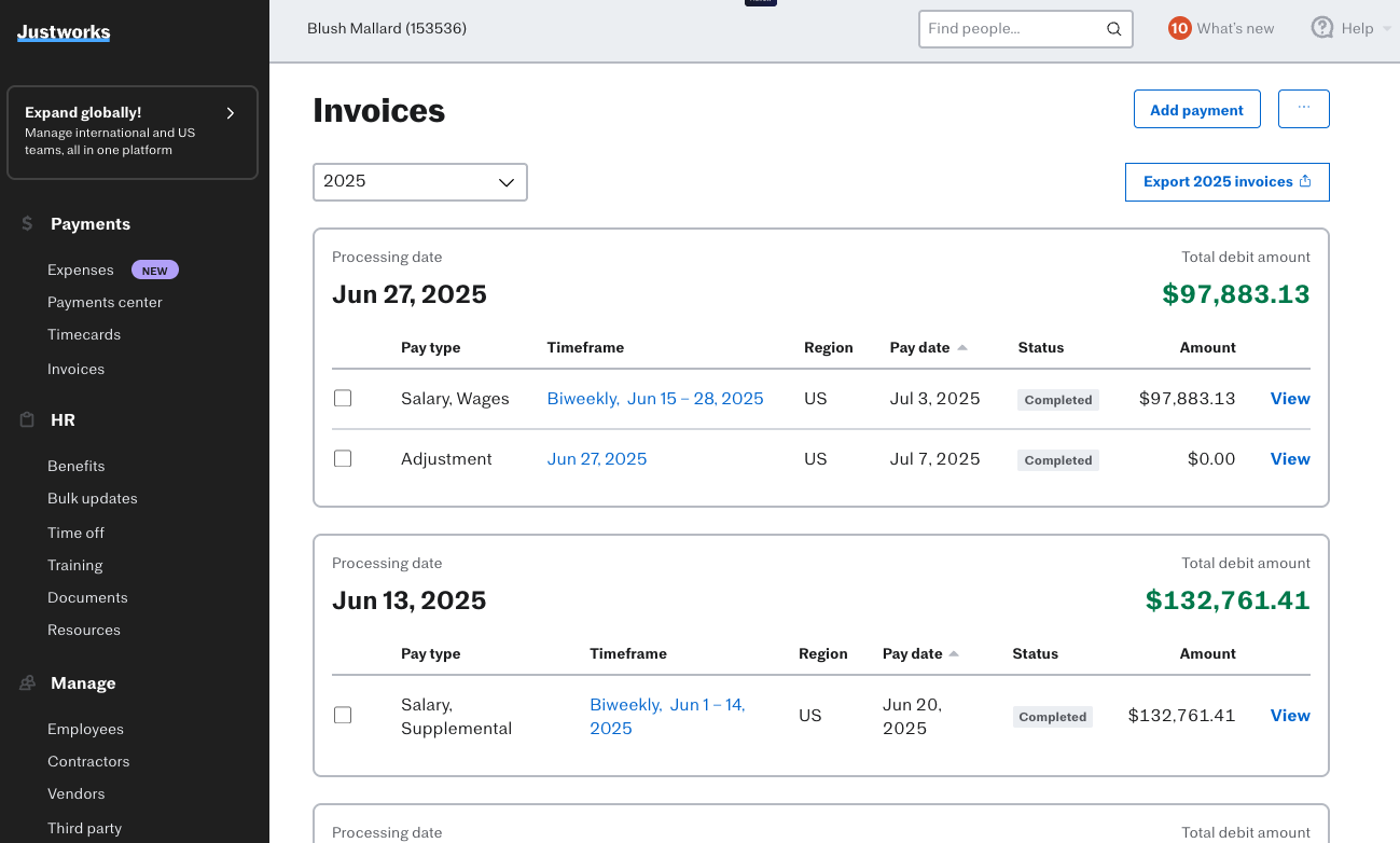 Invoice Overview for Justworks PEO – Justworks Help Center